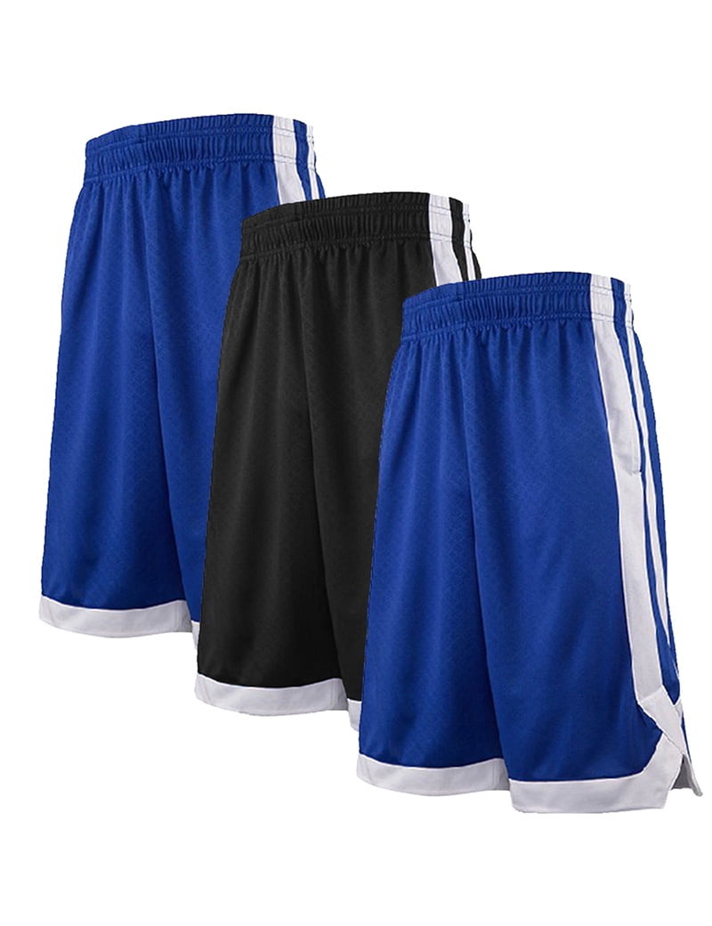 Toptie 3 Pack 2-Tone Basketball Shorts For Men with Pockets, Pocket Training Shorts-3 Pack Black ...