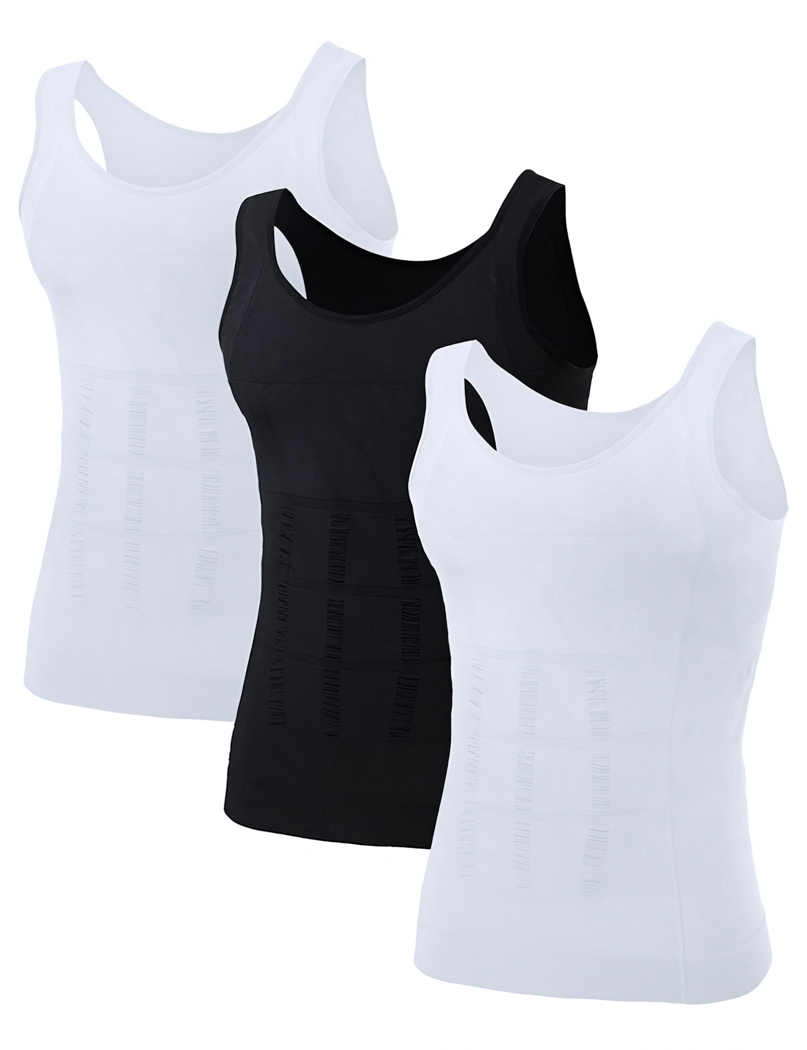 Toptie 3 Pack Men's Slimming Body Shaper Waist Trainer Vest, Chest ...