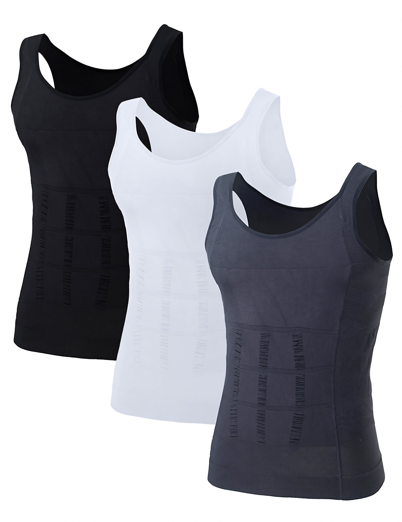 Toptie 3 Pack Men's Slimming Body Shaper Waist Trainer Vest, Chest ...