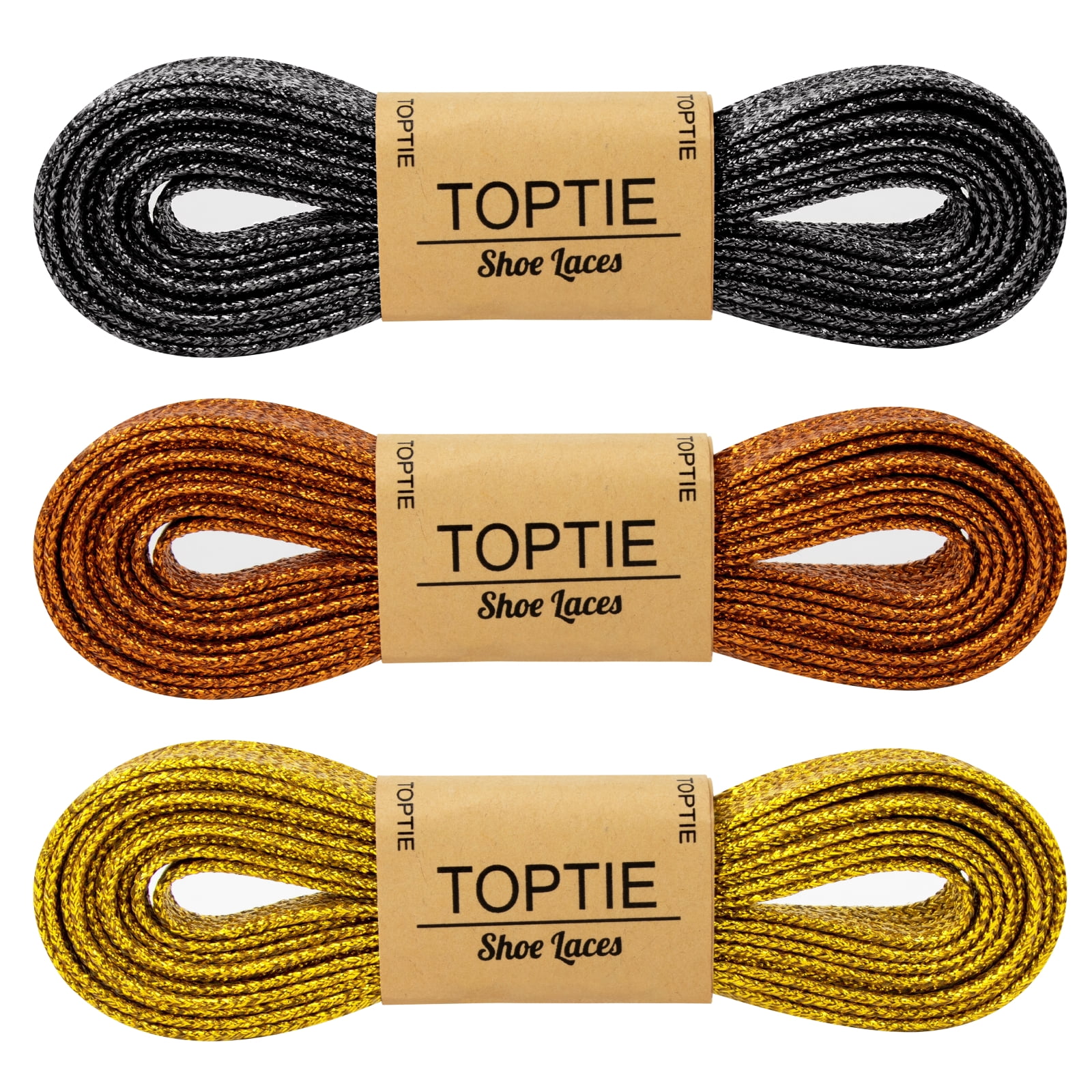 Toptie 3 Pairs Glitter Shoelaces, Colorful Flat Bling Metallic Shoe ...
