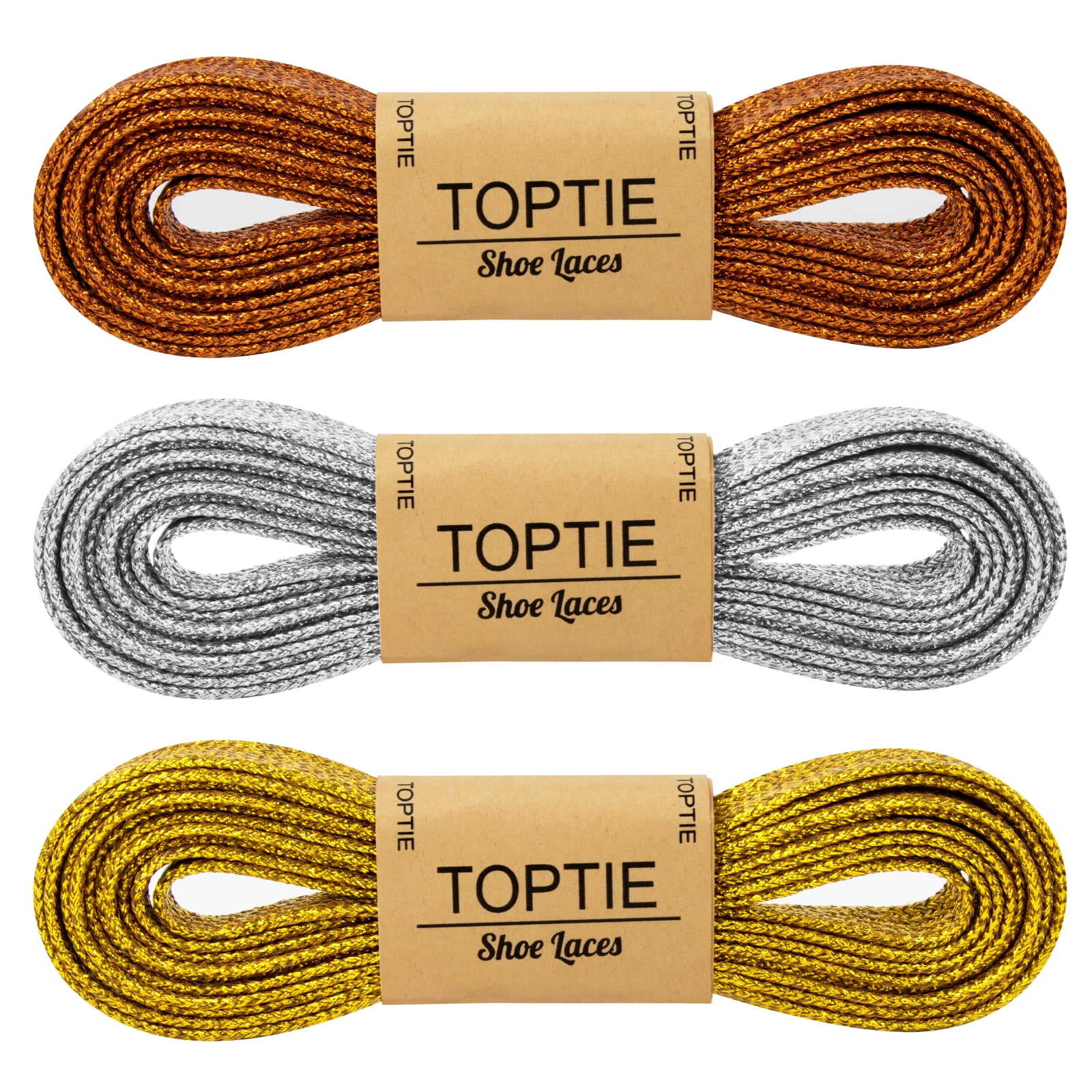 Toptie 3 Pairs Glitter Shoelaces, Colorful Flat Bling Metallic Shoe ...