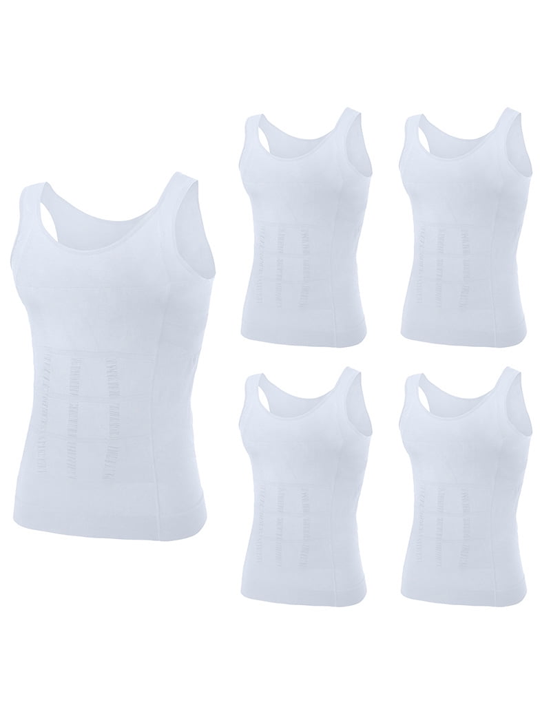 Toptie 5 Pack Slimming Body Shaper Compression Shirt, Men's Sculpting ...
