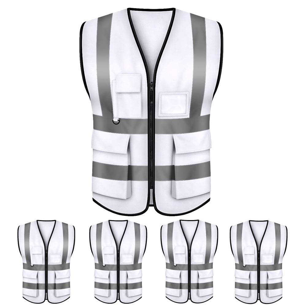 Toptie 5 Packs White Safety Vest, Incident Command Vest with 5 Pockets ...