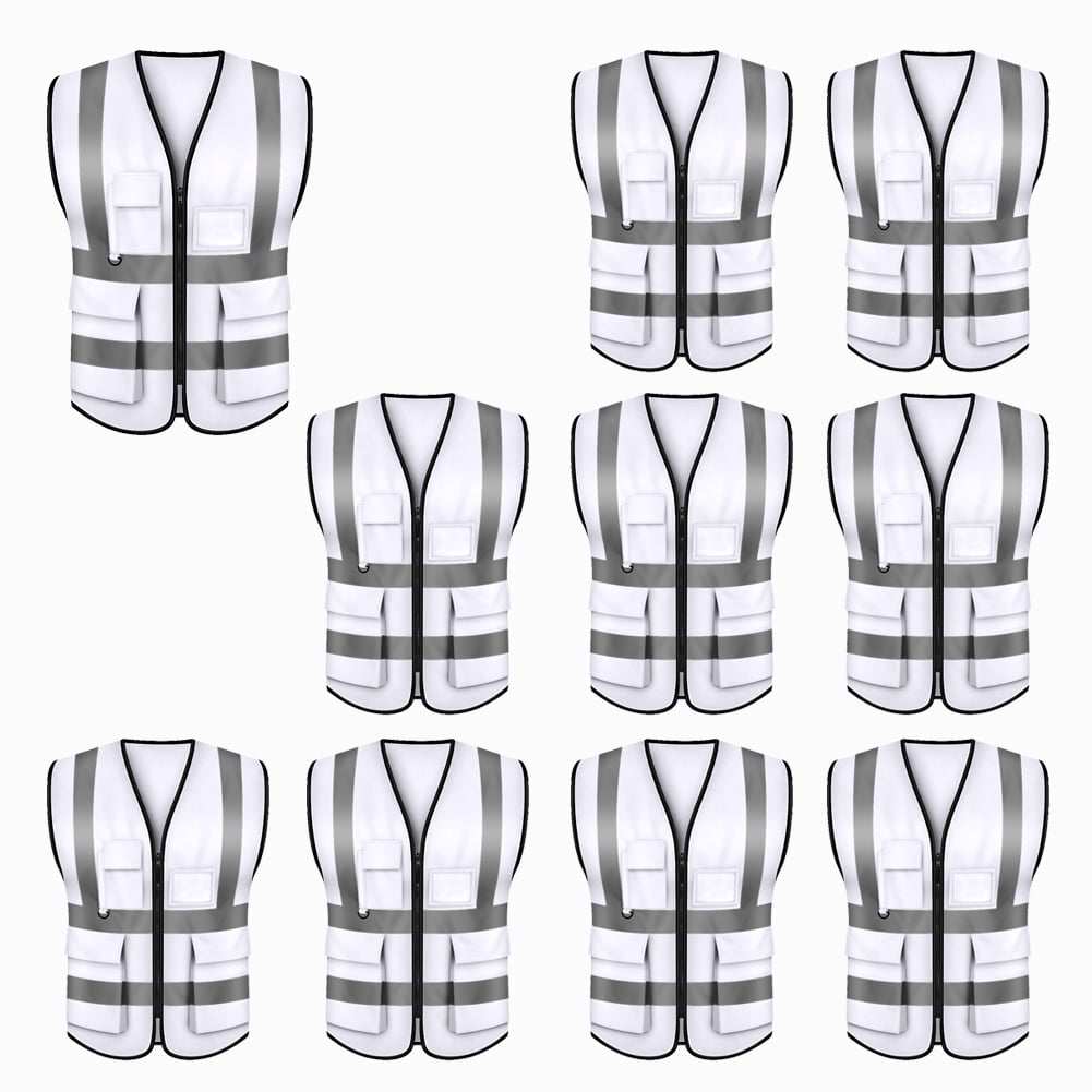 Toptie 5 Pockets High Visibility Zipper Front Safety Vest with ...