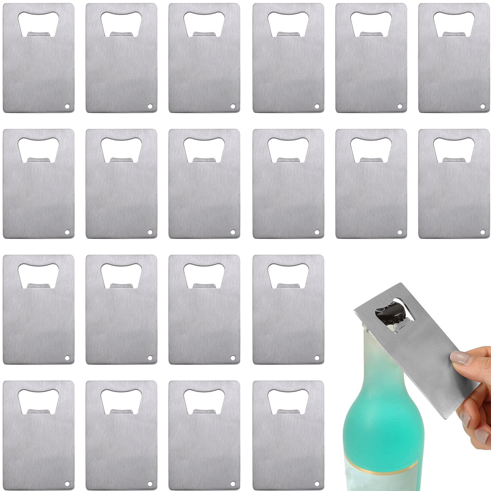 Toptie 50 PCS Credit Card Bottle Opener, Stainless Steel Silver Beer ...
