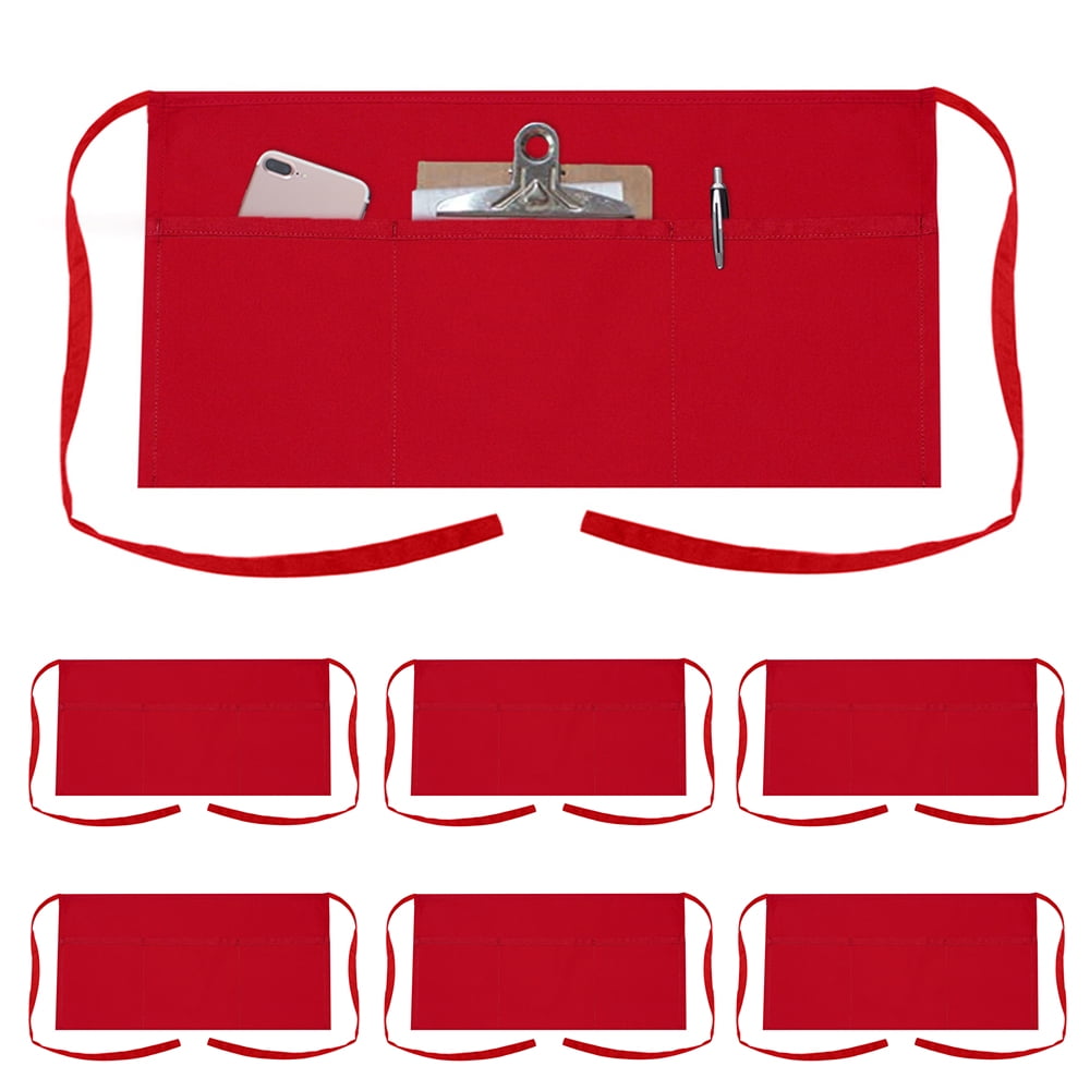 TOPTIE 6 Pack Waitress Waiter Server Bistro Waist Apron with 3 Pockets ...
