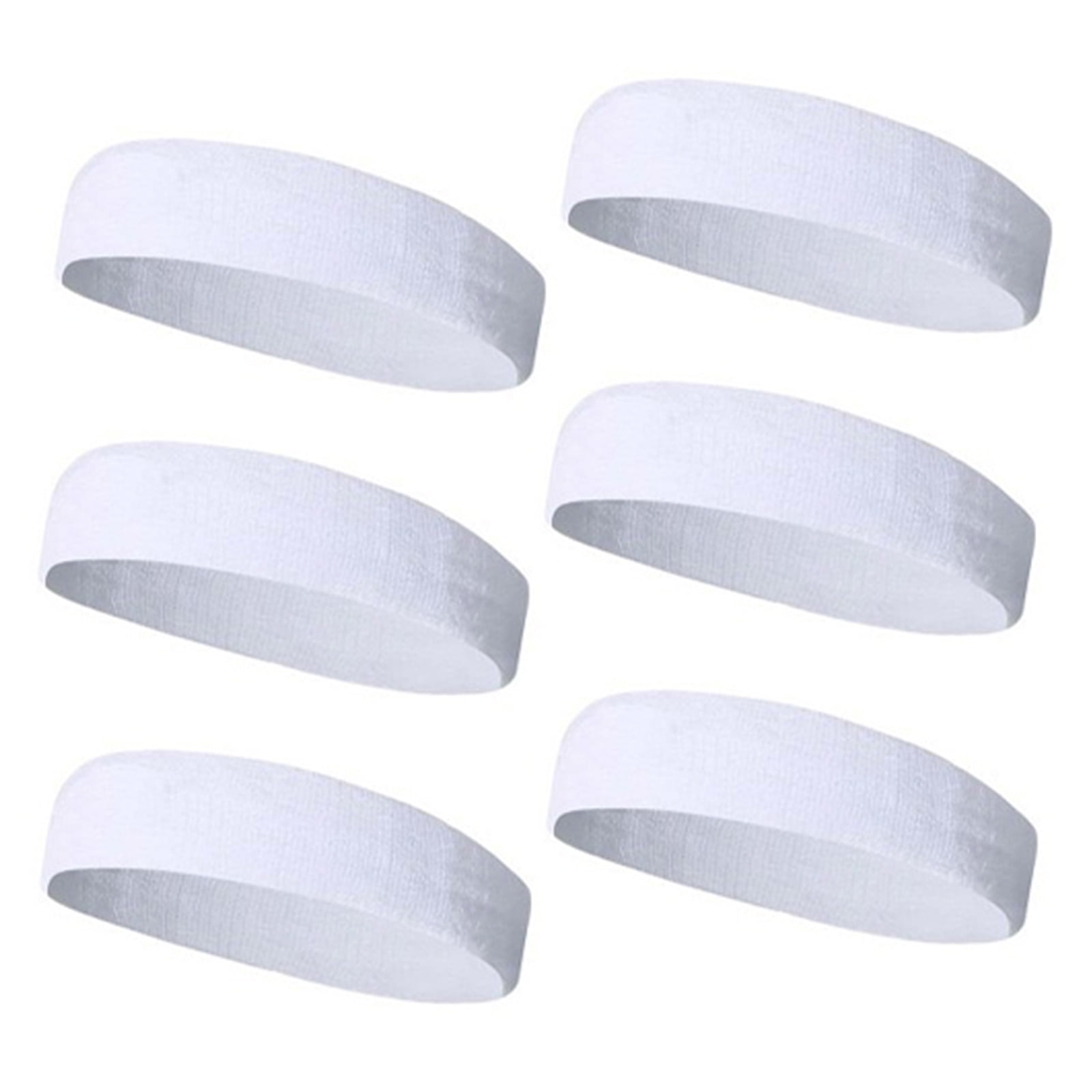 Toptie 6 Pieces Sweat Headbands Sport Cotton Terry Cloth Headbands-White - Walmart.com