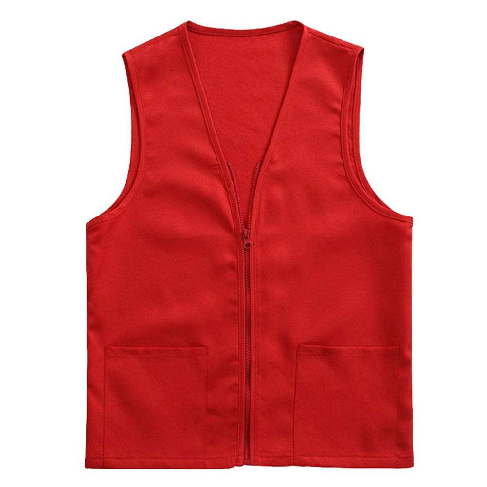 Toptie Red Adult Volunteer Activity Vest, Work Uniform with Pockets ...