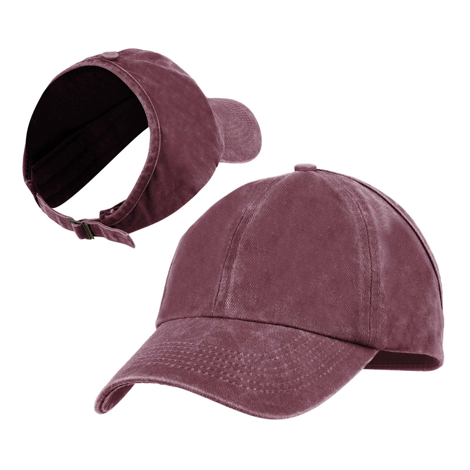 Toptie Backless Cotton Ponytail Cap Messy Bun Curly Hair Baseball Caps ...