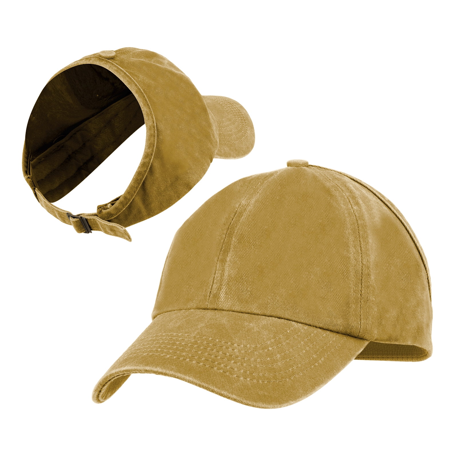 Toptie Backless Cotton Ponytail Cap Messy Bun Curly Hair Baseball Caps ...