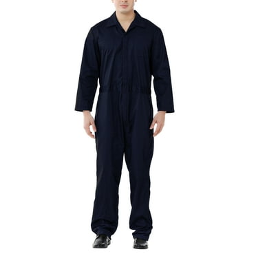 Toptie Men's Long Sleeve Coverall, Navy Coverall Snap and Zip-Front ...