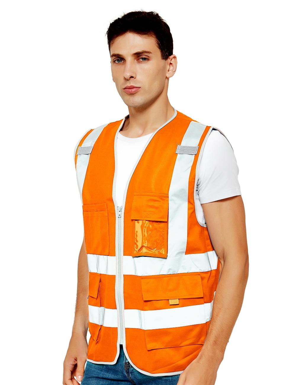 Toptie Class 2 High Visibility Zipper Front Safety Vest With 9 Pockets ...