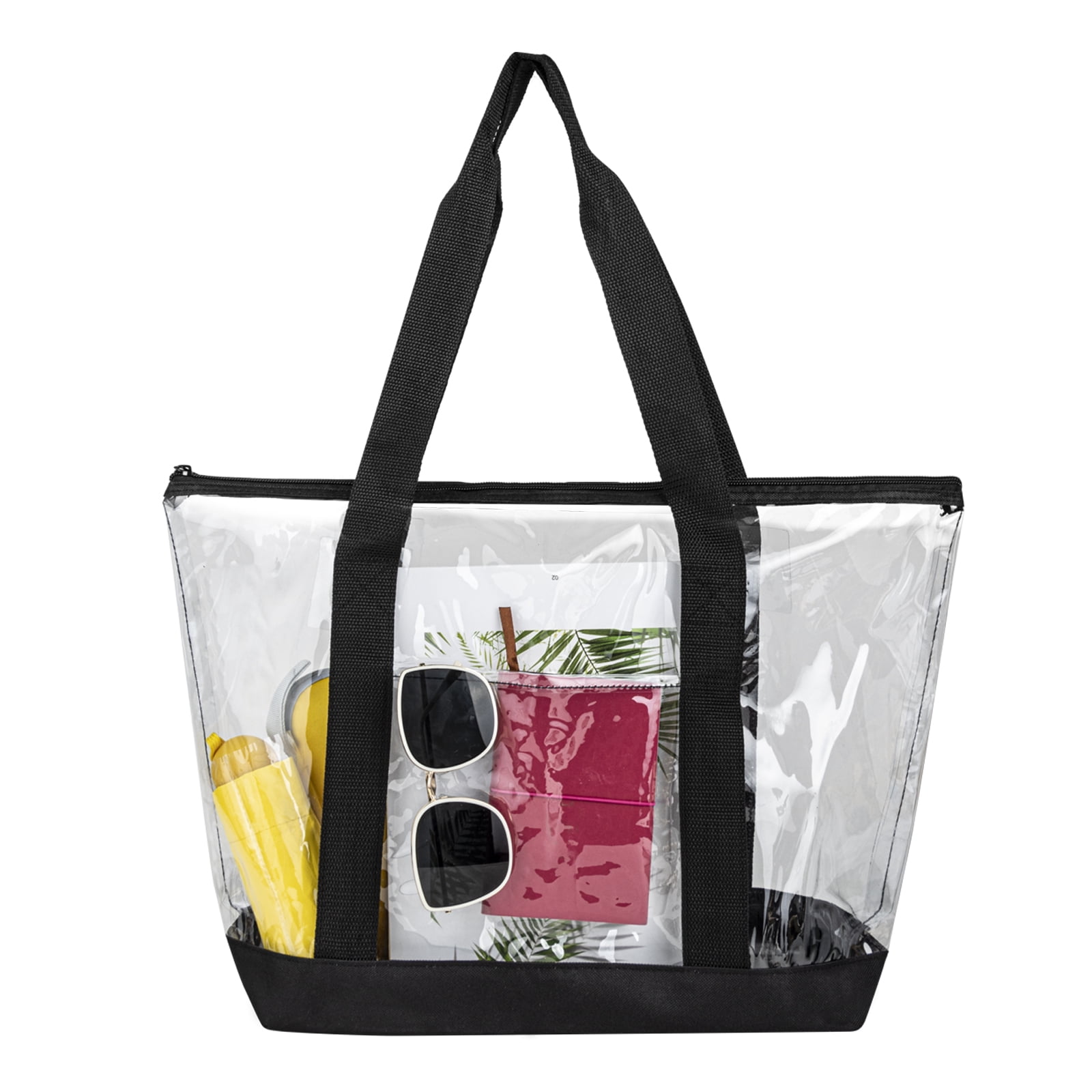 Toptie Clear Tote Bag, Waterproof PVC Bag with Zipper Pocket, Long ...