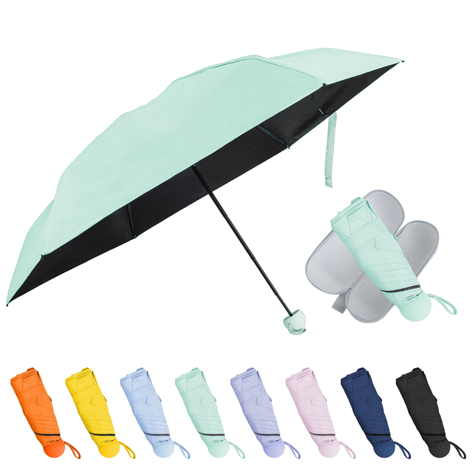 Toptie Compact Mini Umbrella for Purse, Small Sun & Rain Umbrellas with ...