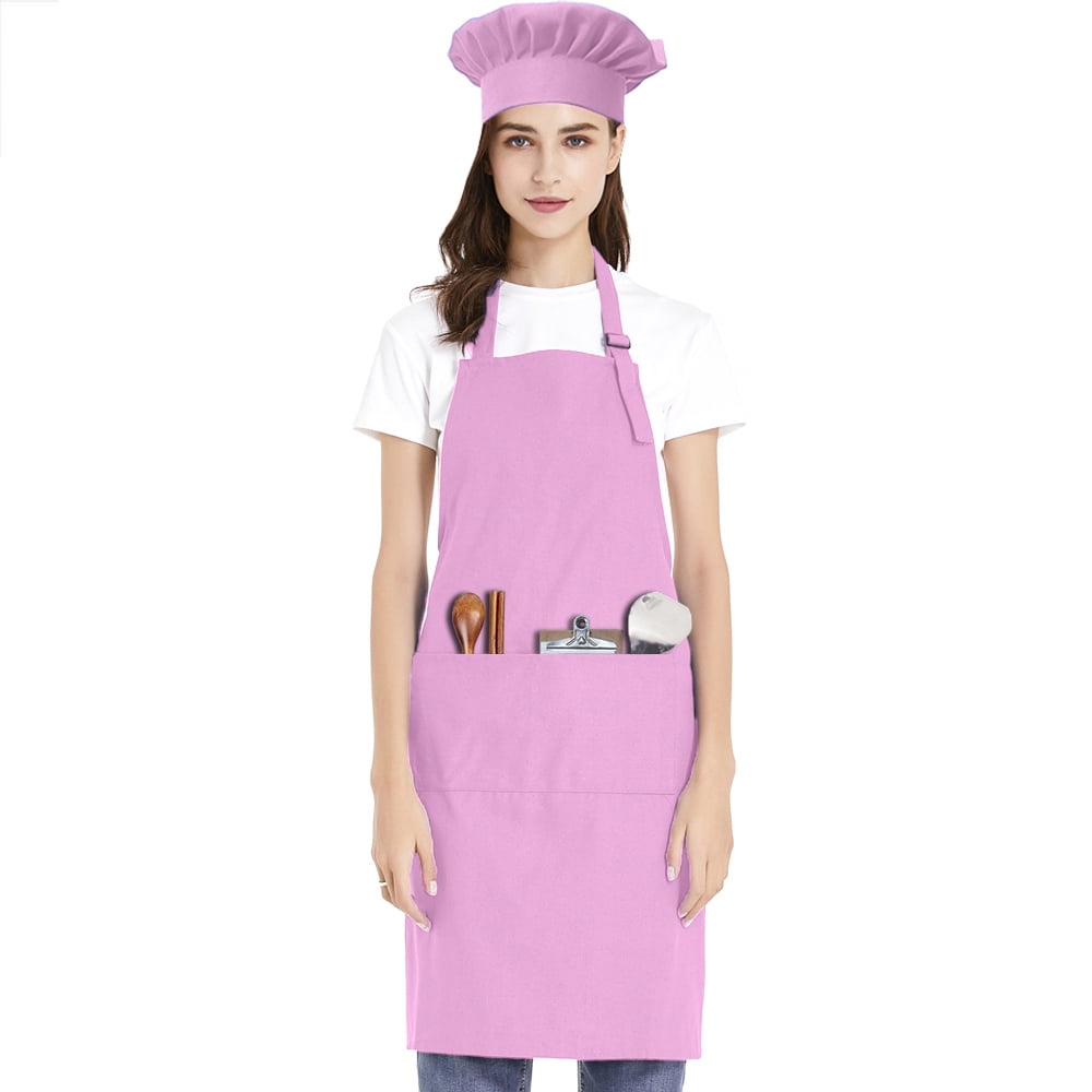 Toptie Cotton Canvas Adjustable Apron Chef Hat Set for Men and Women ...