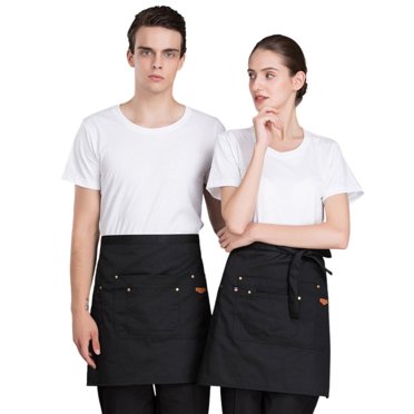 Waist Bistro Apron, Waist Apron with 4 Pockets - Waitress Waiter Server ...