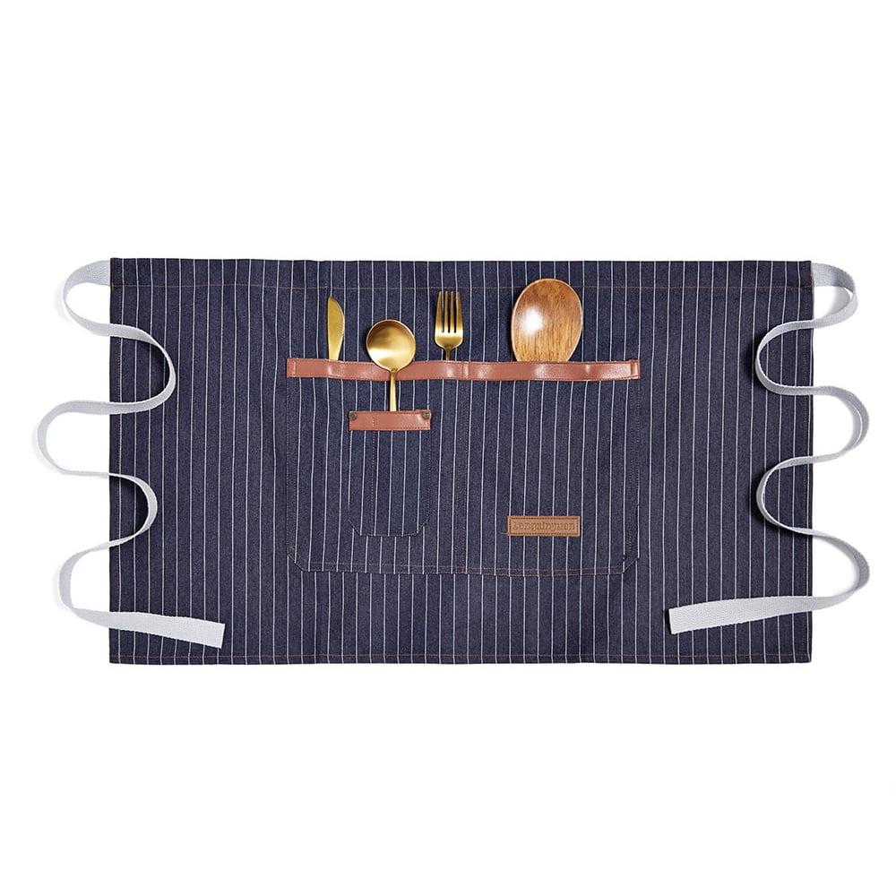 TOPTIE Denim Unisex Half Apron Waist Bistro Apron with Pockets for ...