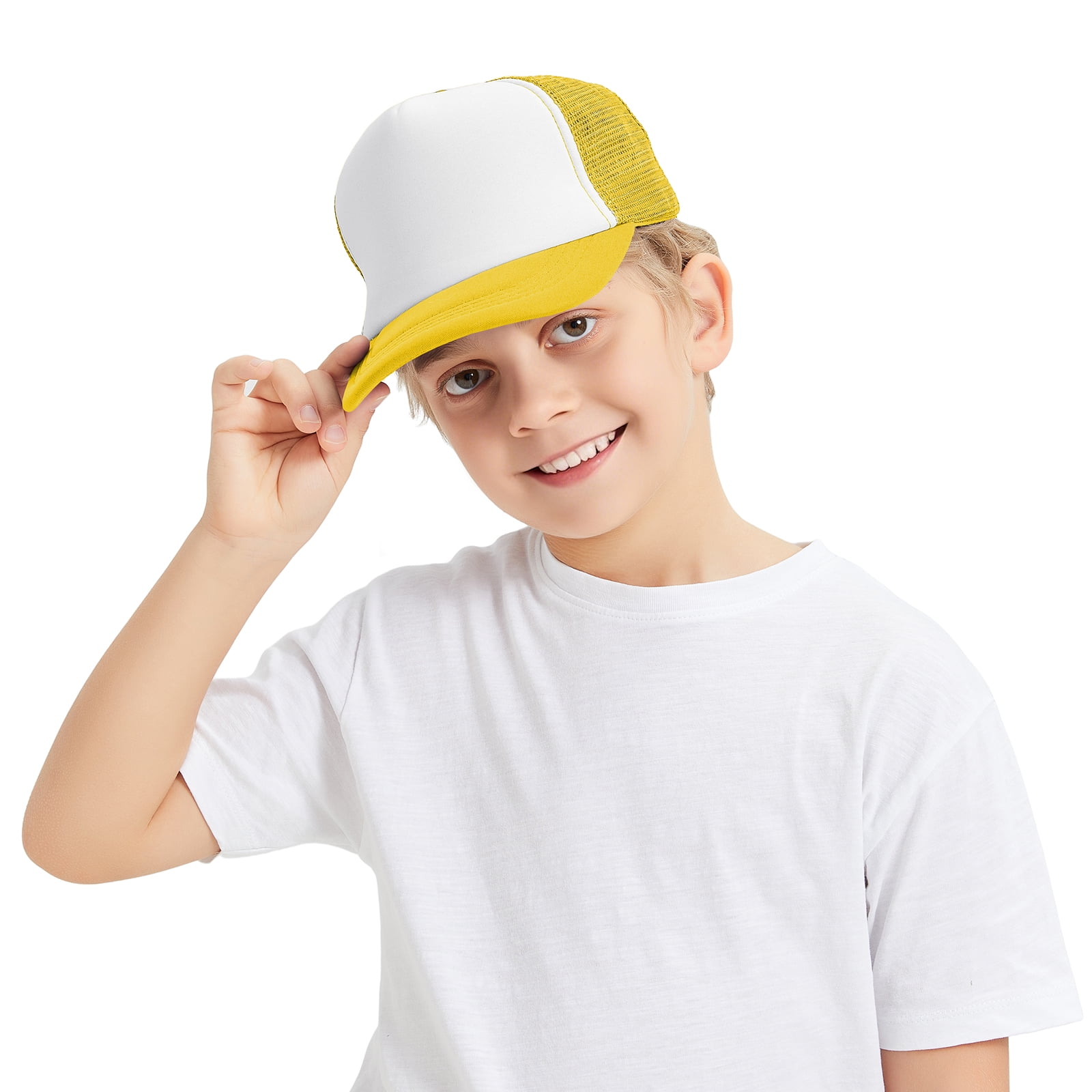 TOPTIE Kids 5 Panel Trucker Cap Mesh Snapback Hat Foam Front for Boys ...
