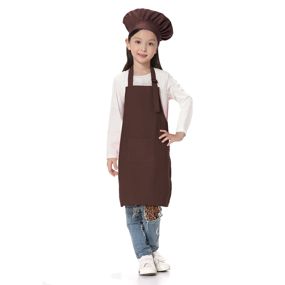 Toptie Kids Apron and Chef Hat Set, Adjustable Cotton Child Cooking ...