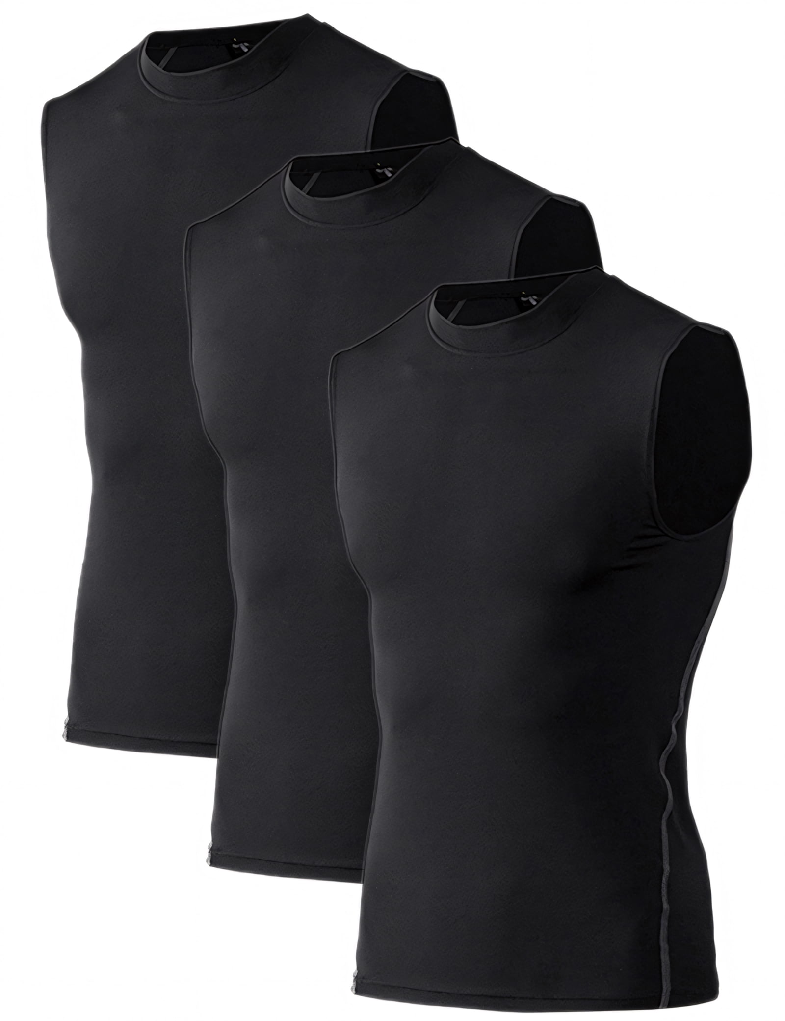 TOPTIE Men's 3 Pack Dri-Fit Cooling Black Compression Tank Top ...