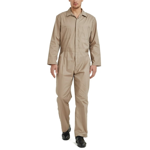 Toptie Men's Long Sleeve Coverall, Snap and Zip-Front, Regular Size ...