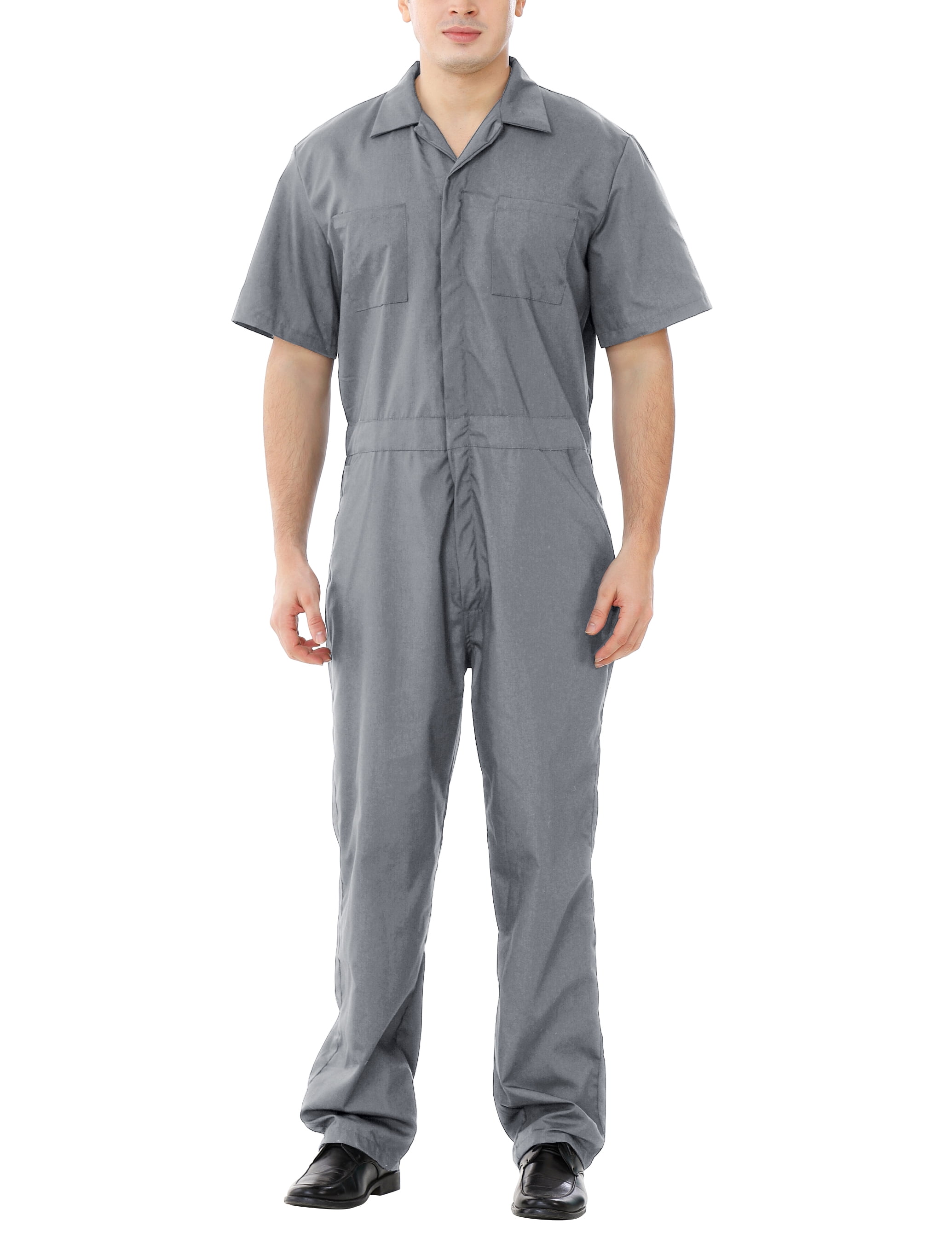 Toptie Men's Short Sleeve Coverall Gray Coverall, Workwear Coverall ...