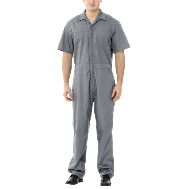Toptie Men's Short Sleeve Coverall Gray Coverall, Workwear Coverall ...