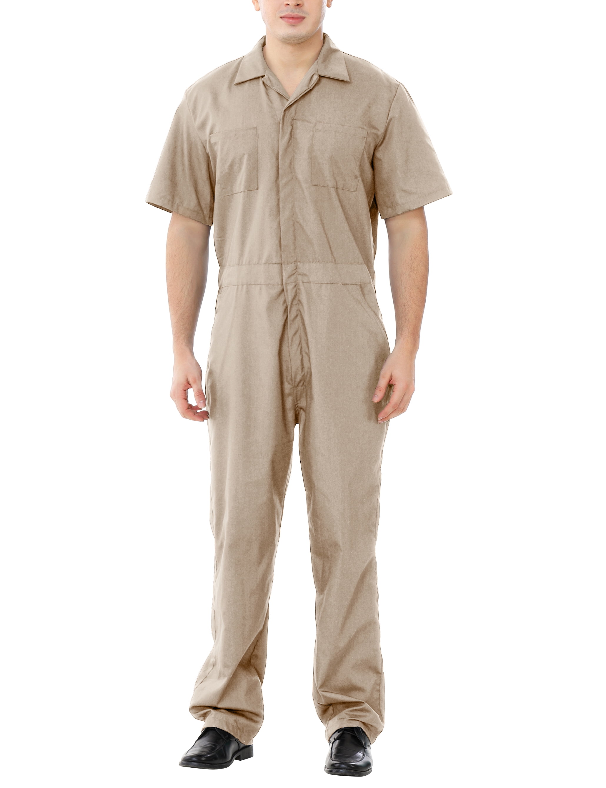 Toptie Men's Short Sleeve Coverall Khaki Coverall, Workwear Coverall ...