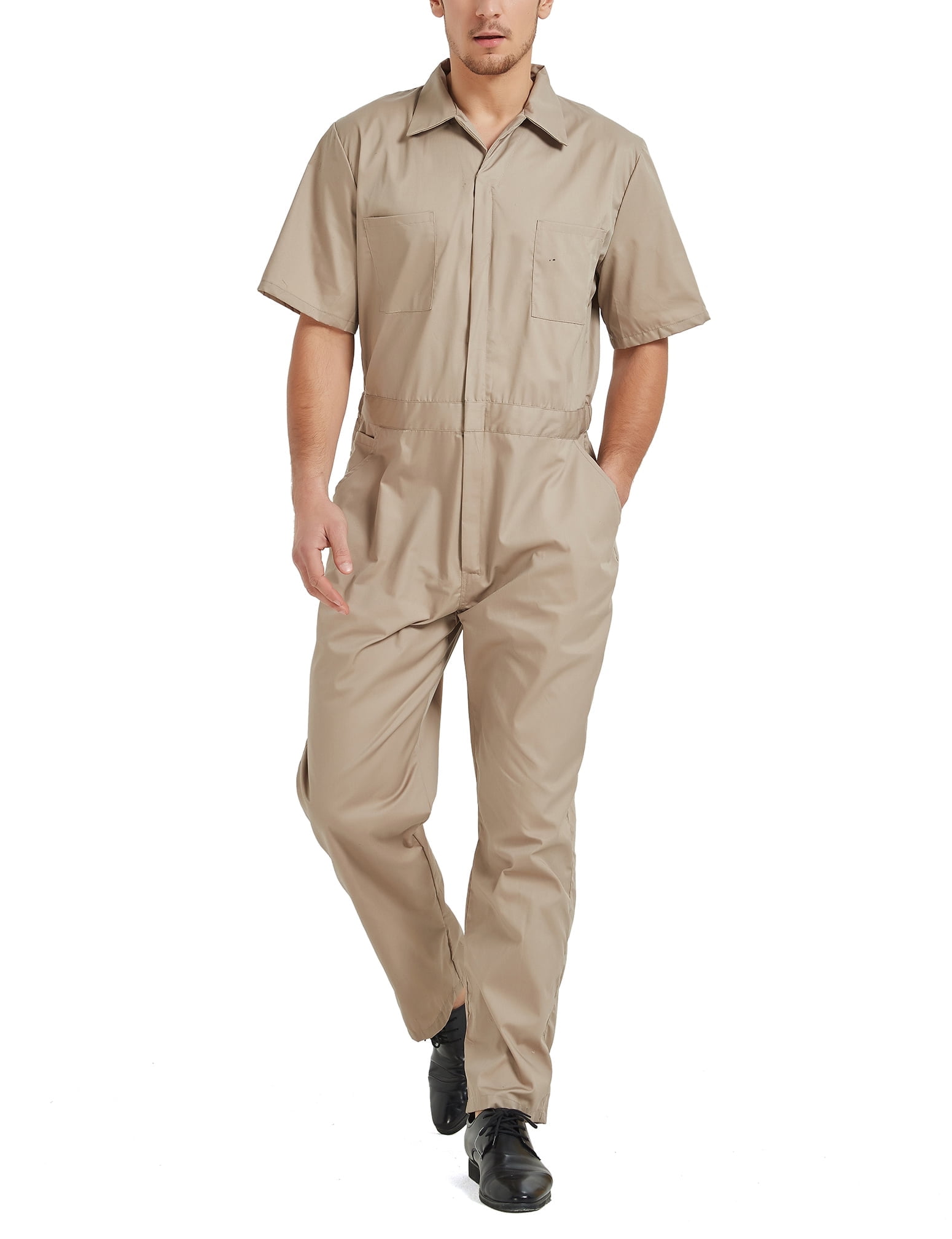Toptie Men's Short-Sleeve Lightweight Work Coverall, Elastic Waist ...