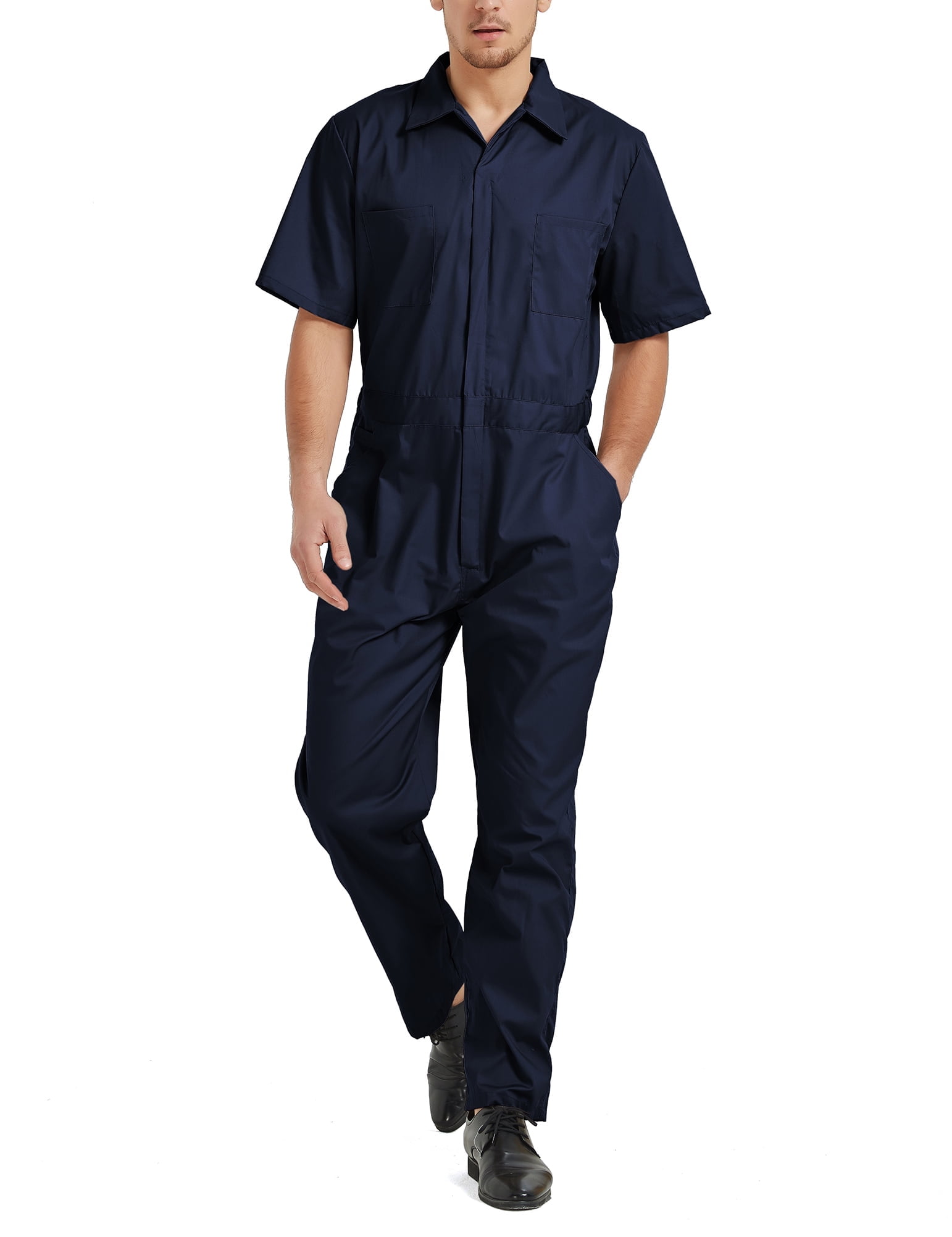 Toptie Men's Lightweight Short-Sleeve Work Coveralls, Elastic Waist ...