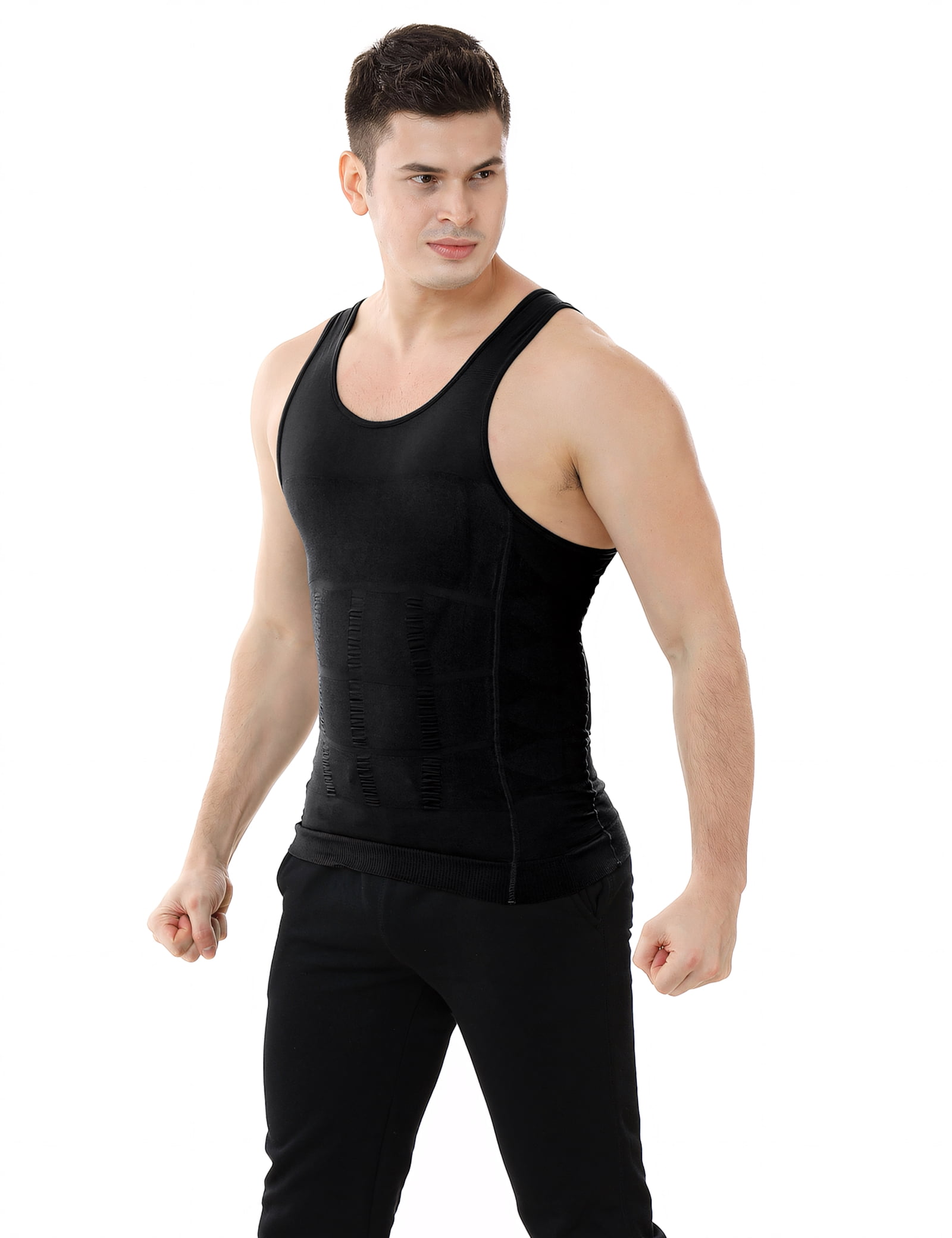 TOPTIE Men's Slimming Body Shaper Compression Shirt, Shapewear ...