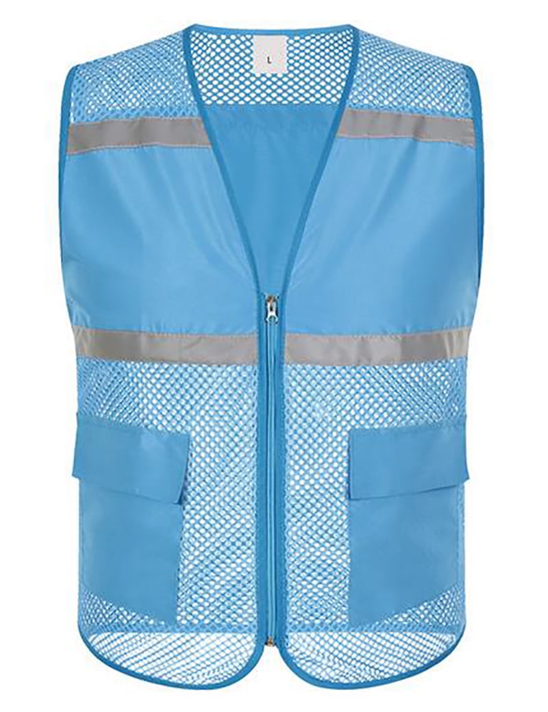 Toptie Mesh Safety Vest Zipper Team Volunteer Uniform Vest, Reflective ...