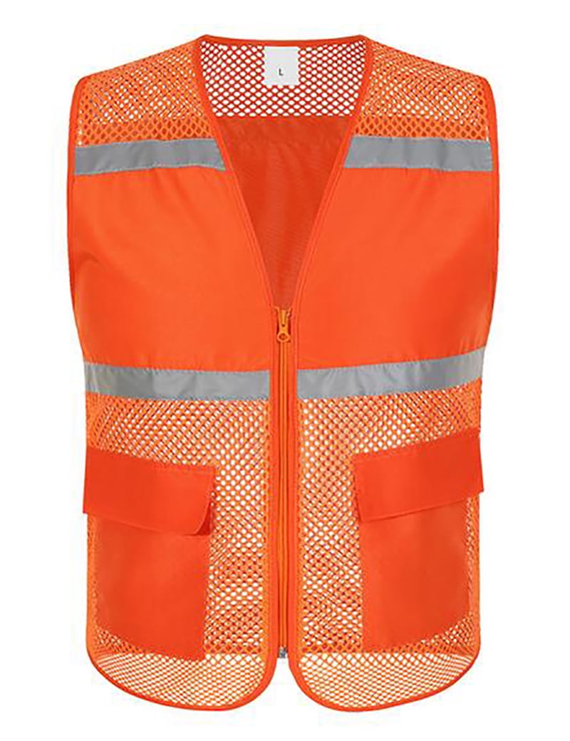 Toptie Mesh Safety Vest Zipper Team Volunteer Uniform Vest, Reflective ...