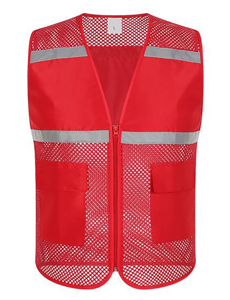 Toptie Mesh Safety Vest Zipper Team Volunteer Uniform Vest, Reflective ...