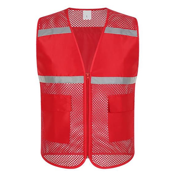 Toptie Mesh Safety Vest Zipper Team Volunteer Uniform Vest, Reflective ...