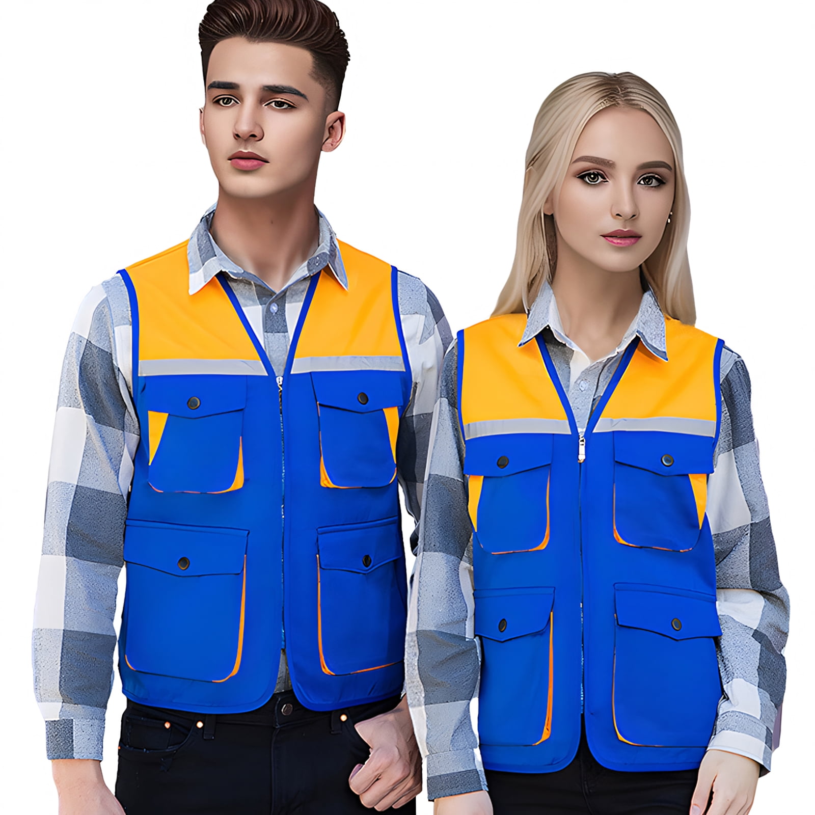 Toptie Multi-Pockets Work Fishing Vest, Reflective Work Sleeveless ...