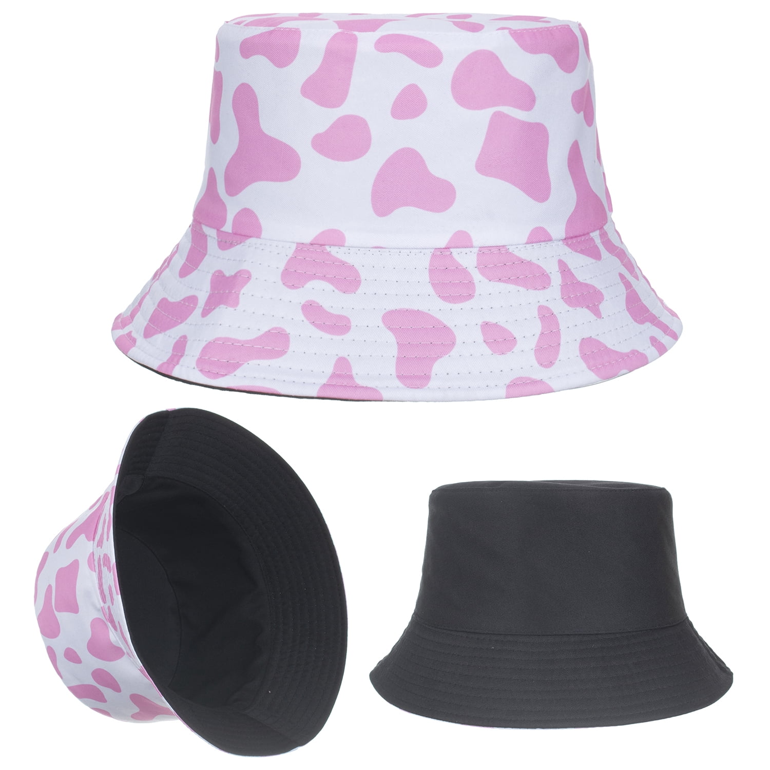 Toptie Reversible Cow Print Cotton Bucket Sun Hat for Men Women UV ...