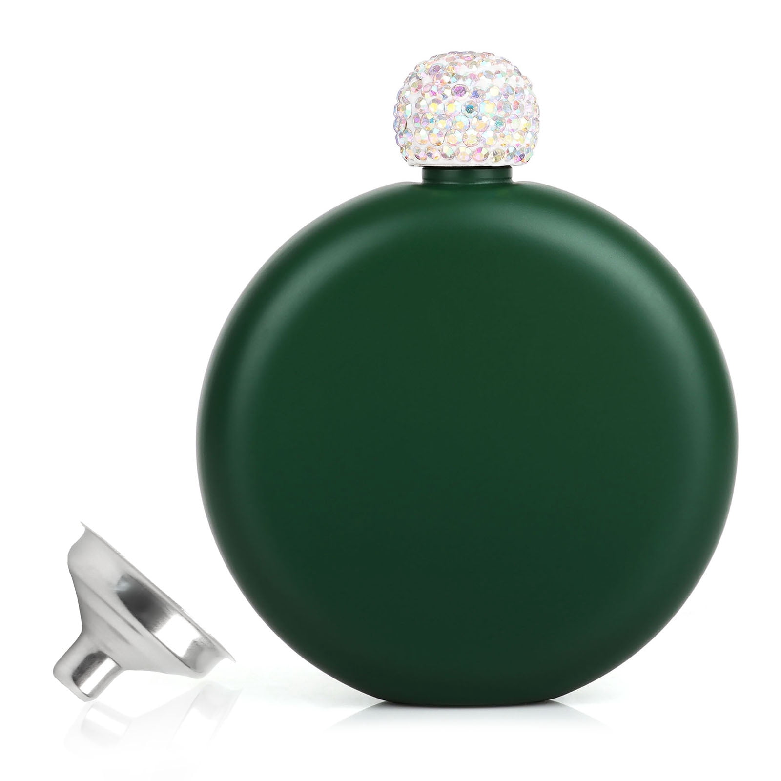 Toptie Round Flask for women, 5OZ Green Cute Bride Flask, Stainless ...