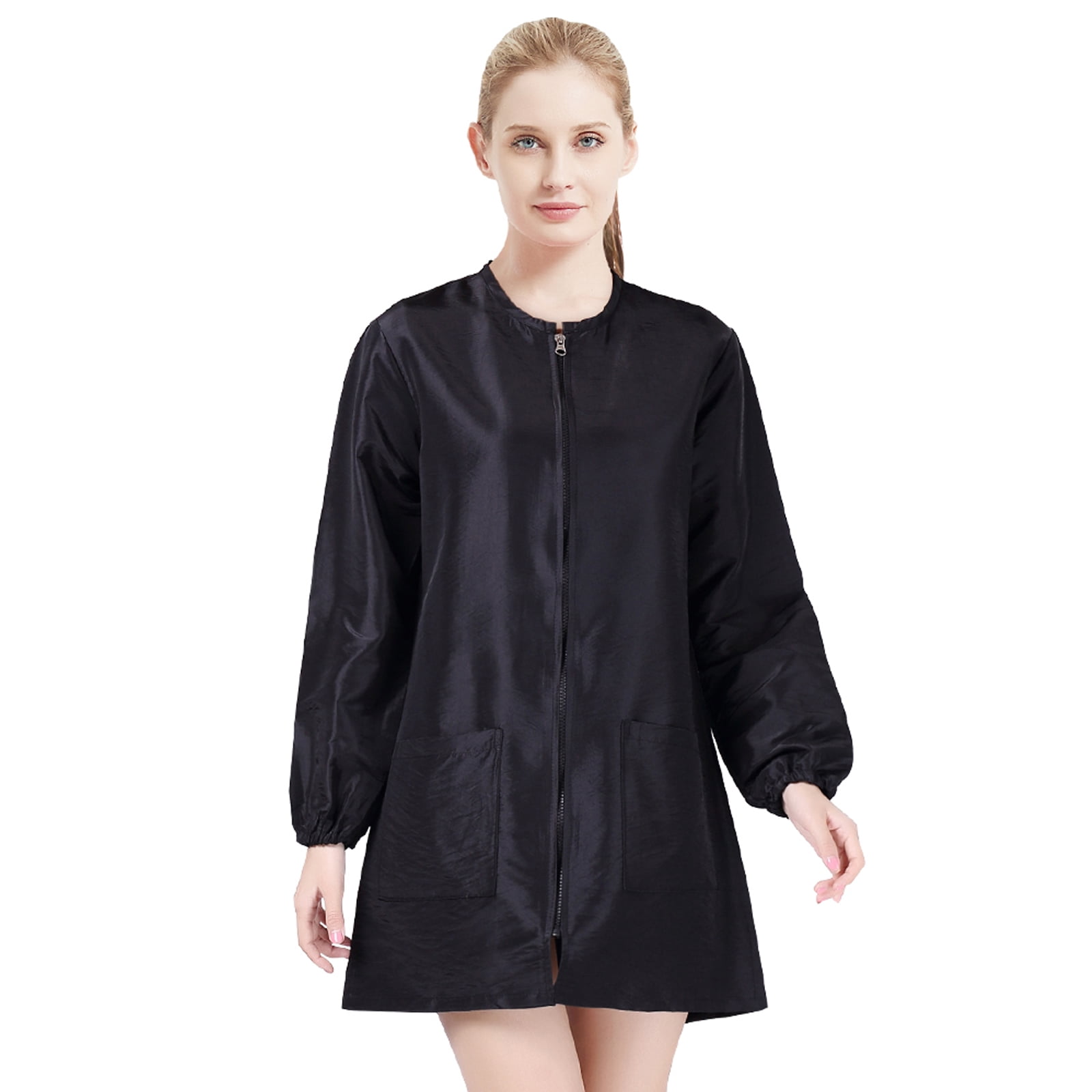 Toptie Satin Long Sleeve Salon Smock Unisex Hair Stylist Barber Cape ...