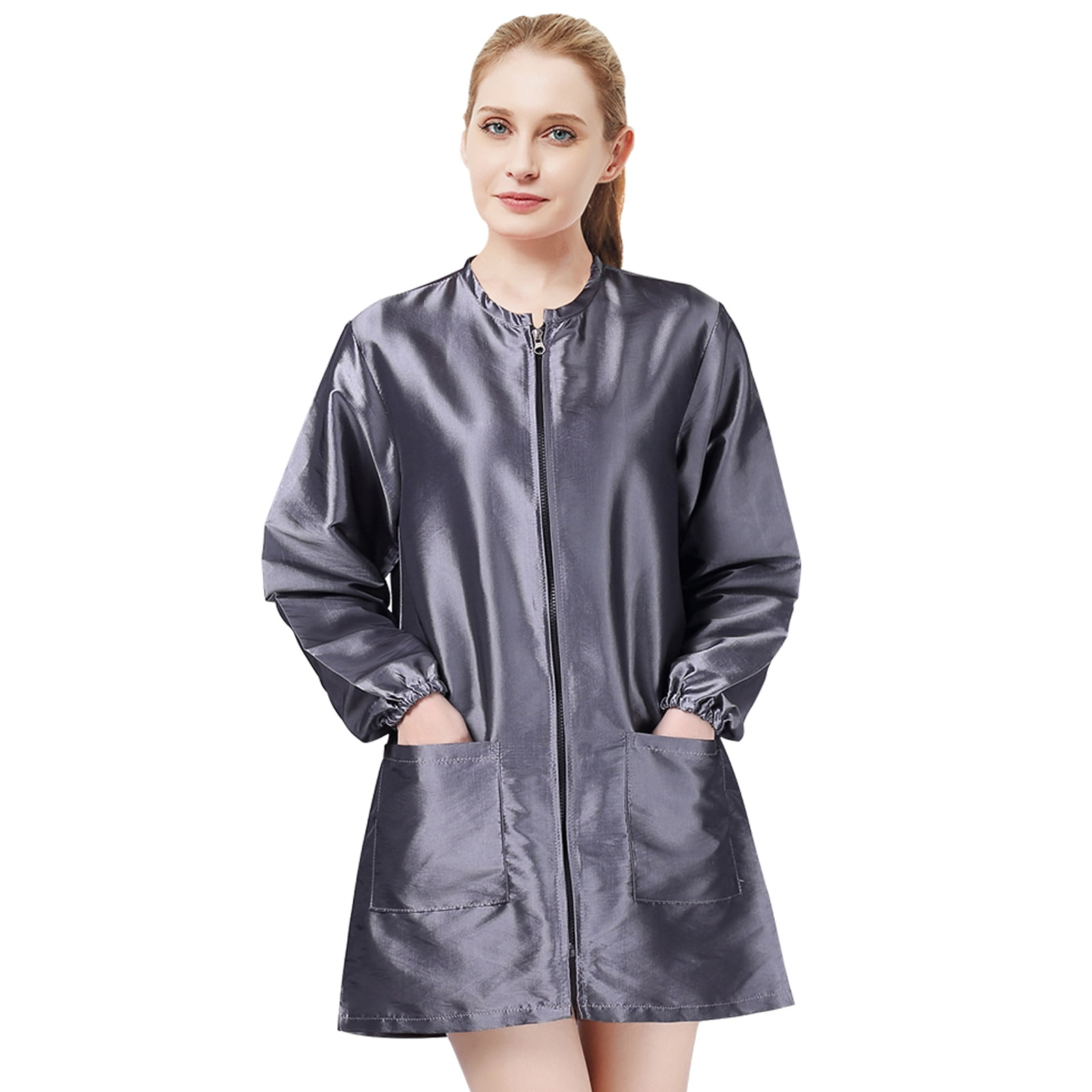 Toptie Satin Long Sleeve Salon Smock Unisex Hair Stylist Barber Cape ...