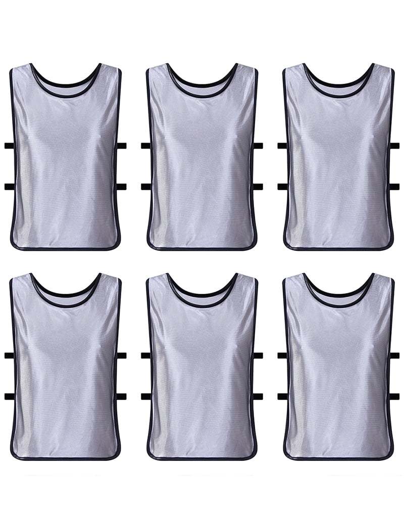 Toptie Scrimmage Training Vests Soccer Bibs Set of 6-Silver-Adult ...