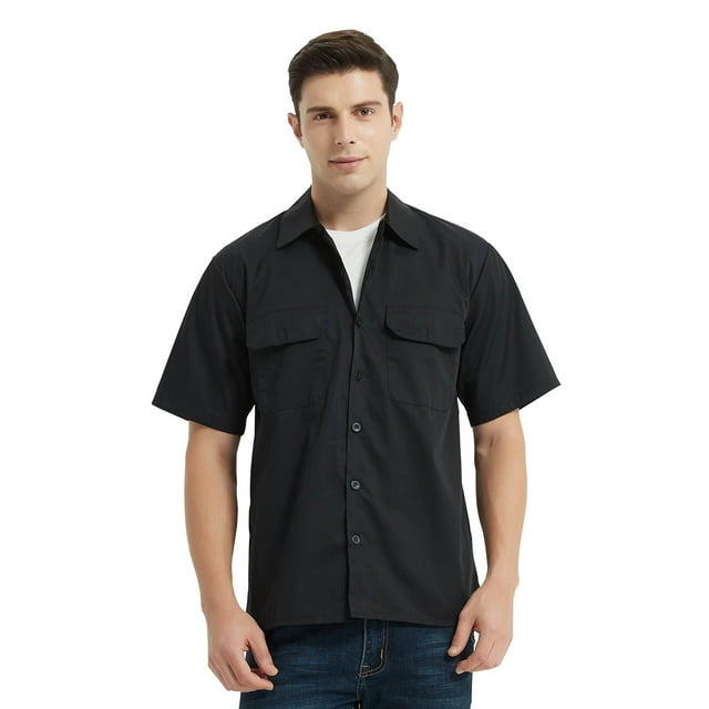 Toptie Short-Sleeve Work Shirt Straight Collar Utility Uniform Stain ...