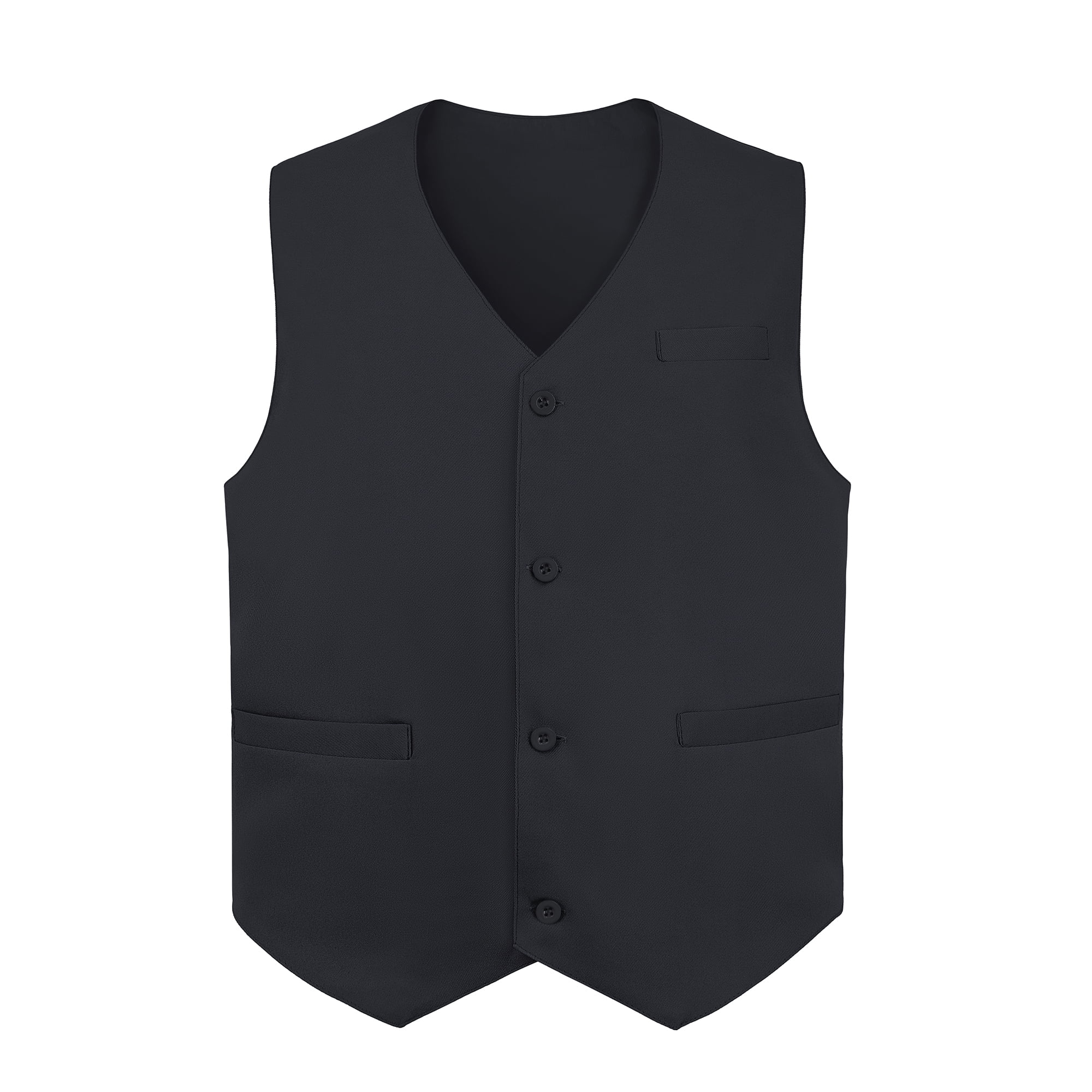 Toptie Unisex Black Button Vest, Durable Polyester with Pockets, V-Neck ...