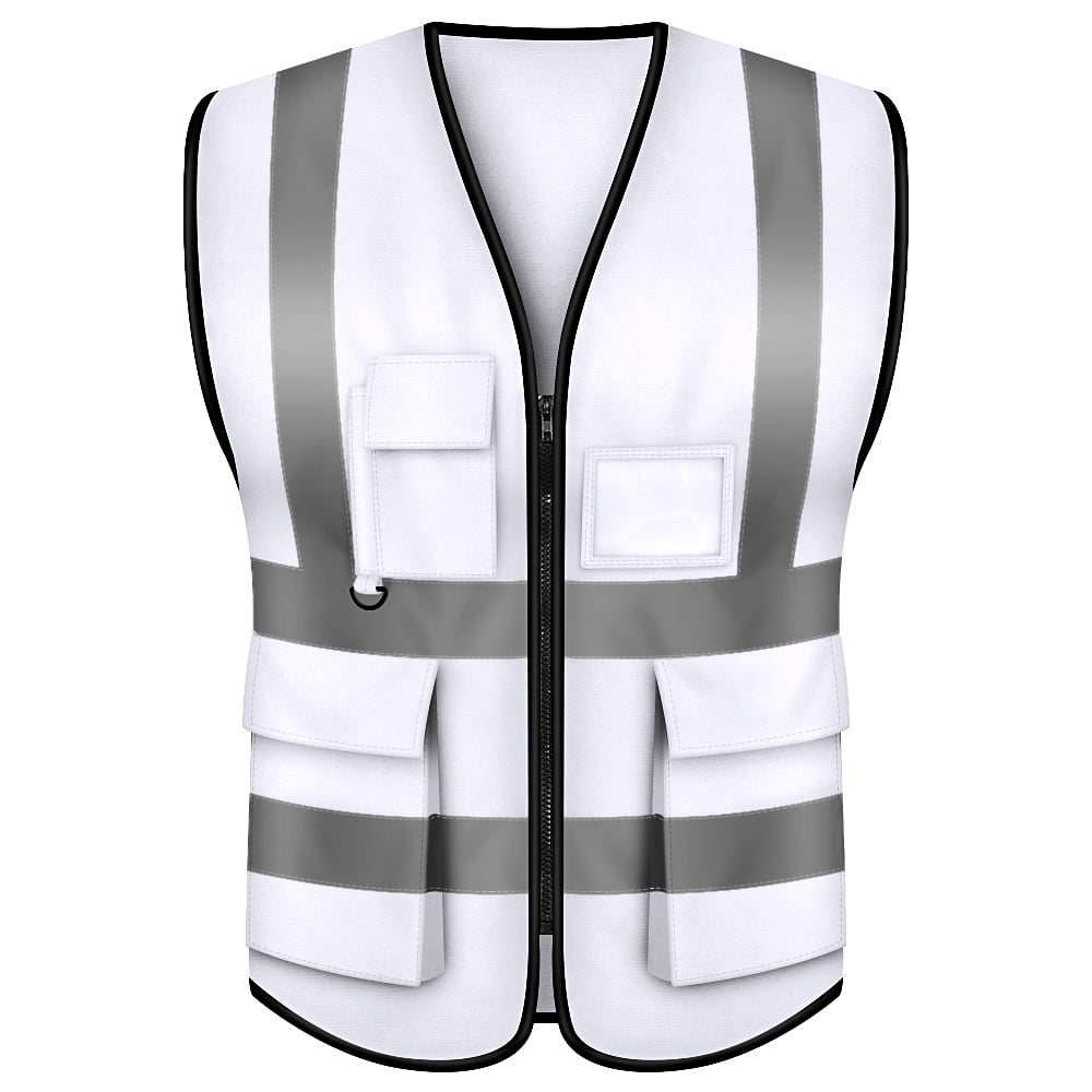 Toptie White Safety Vest, Incident Command Vest with 5 Pockets and High ...
