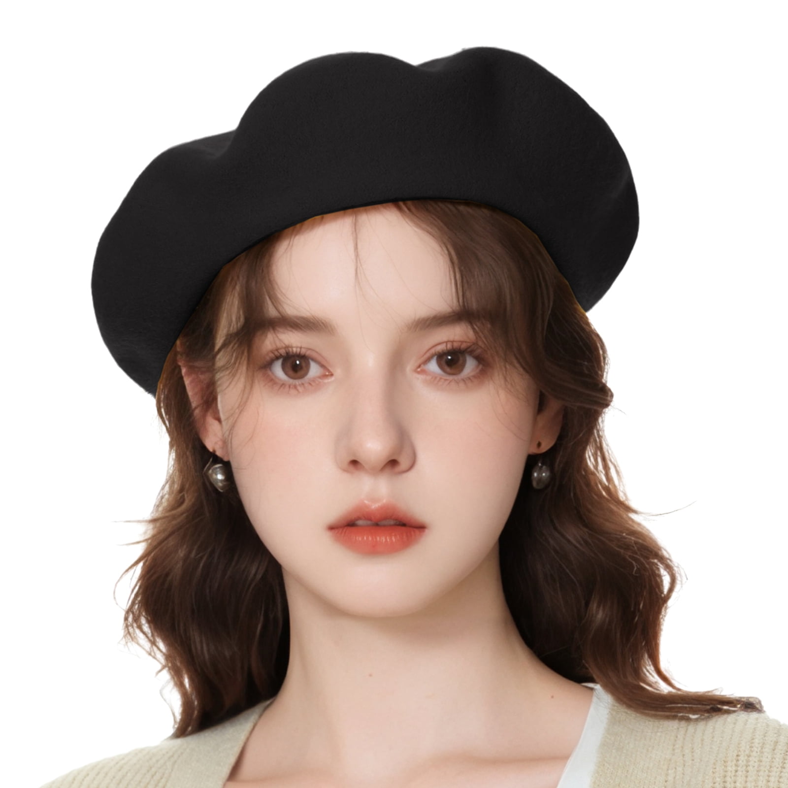 Toptie Women Classic French Style Beret Artist Basque Beanie Hat-Black ...