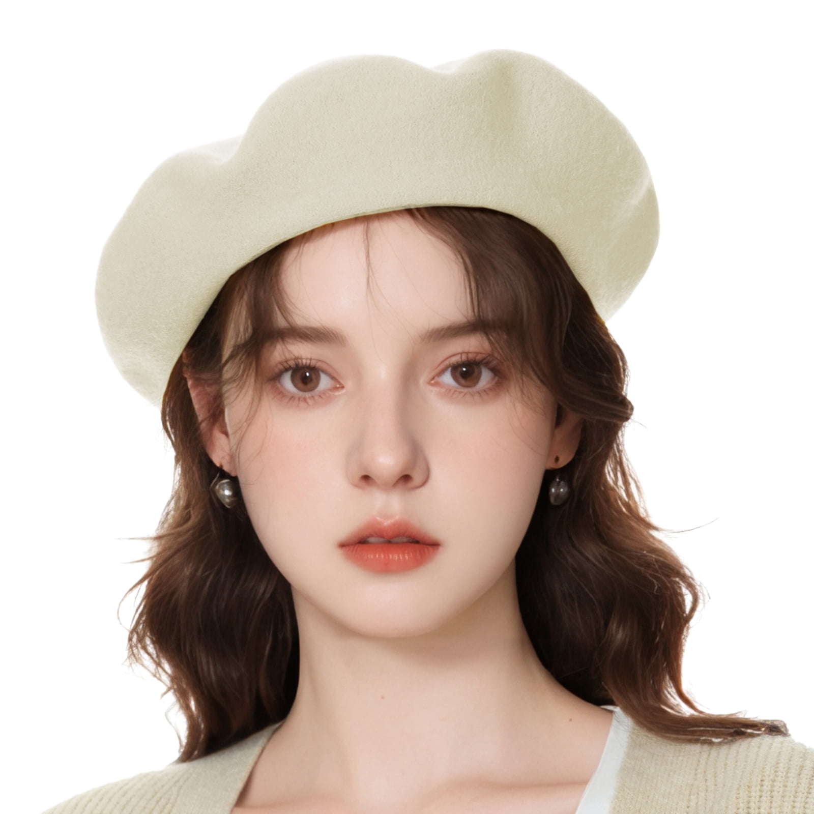 Toptie Women Classic French Style Beret Artist Basque Beanie Hat-White ...