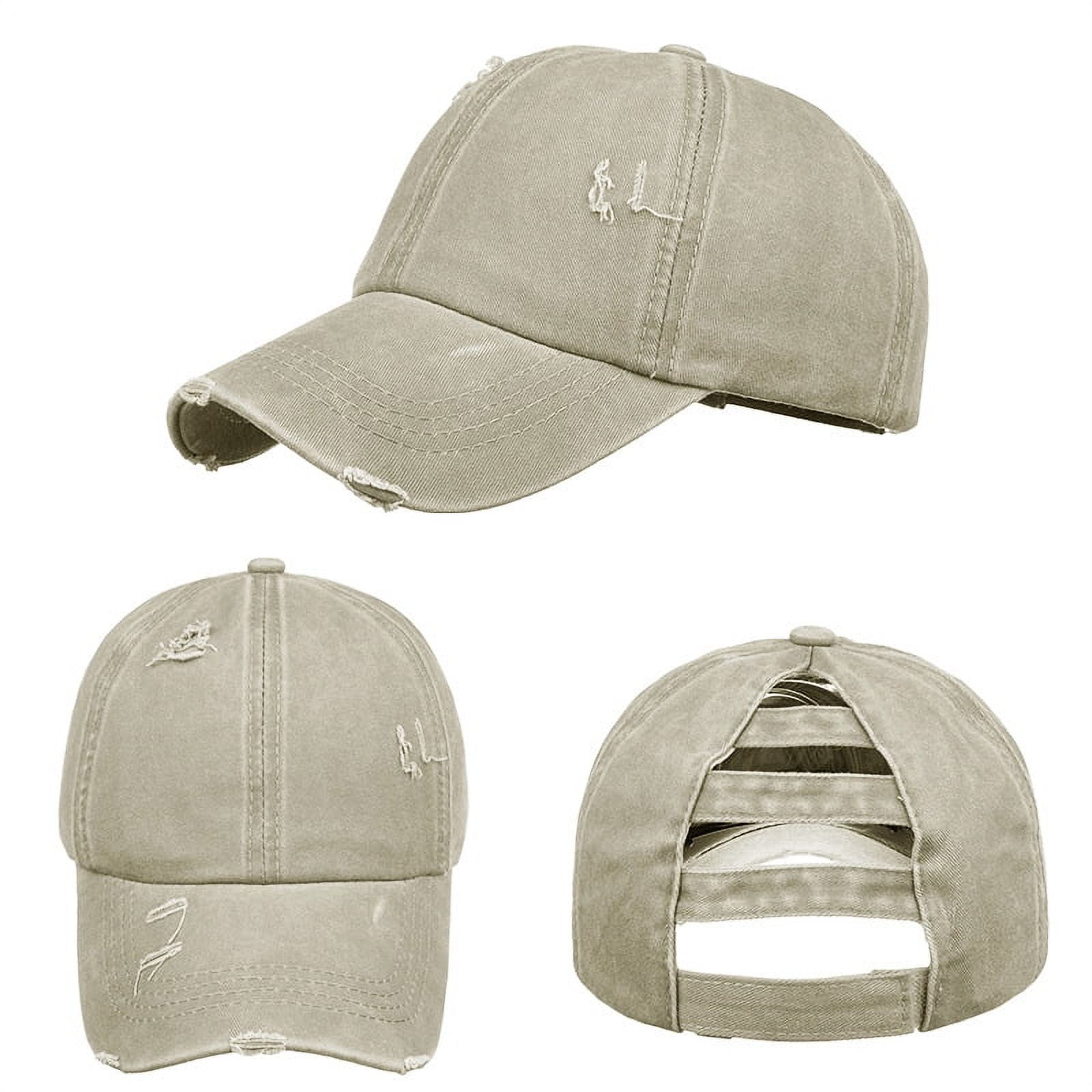 Toptie Women's Distressed Washed Cotton Messy High Bun Ponytail ...