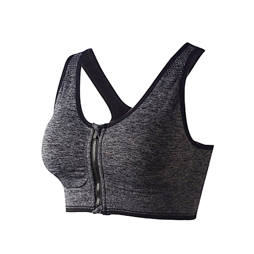TOPTIE Zipper Front Closure Sports Bra, Racerback Seamless Workout bra ...