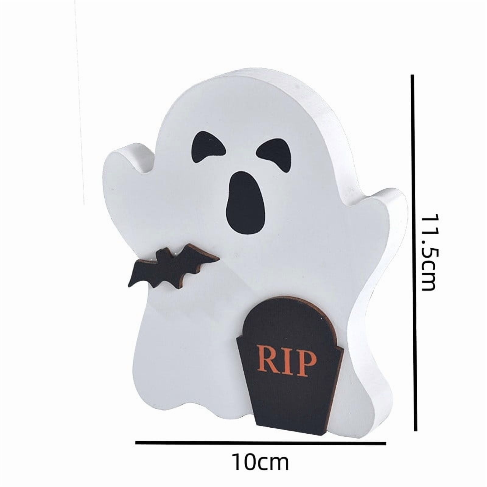Topukaiba Cute Ghost Figurine For Halloween Desktop Decor Style Wooden ...