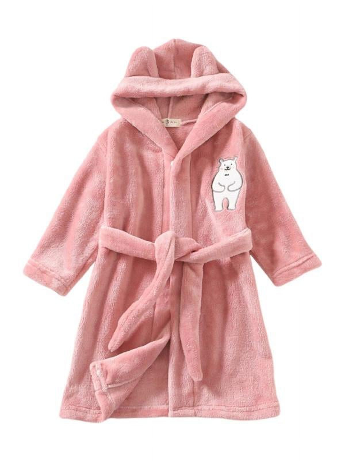 Topumt Toddlers Kids Hooded Robe Boys Girls Soft Flannel Bathrobes ...